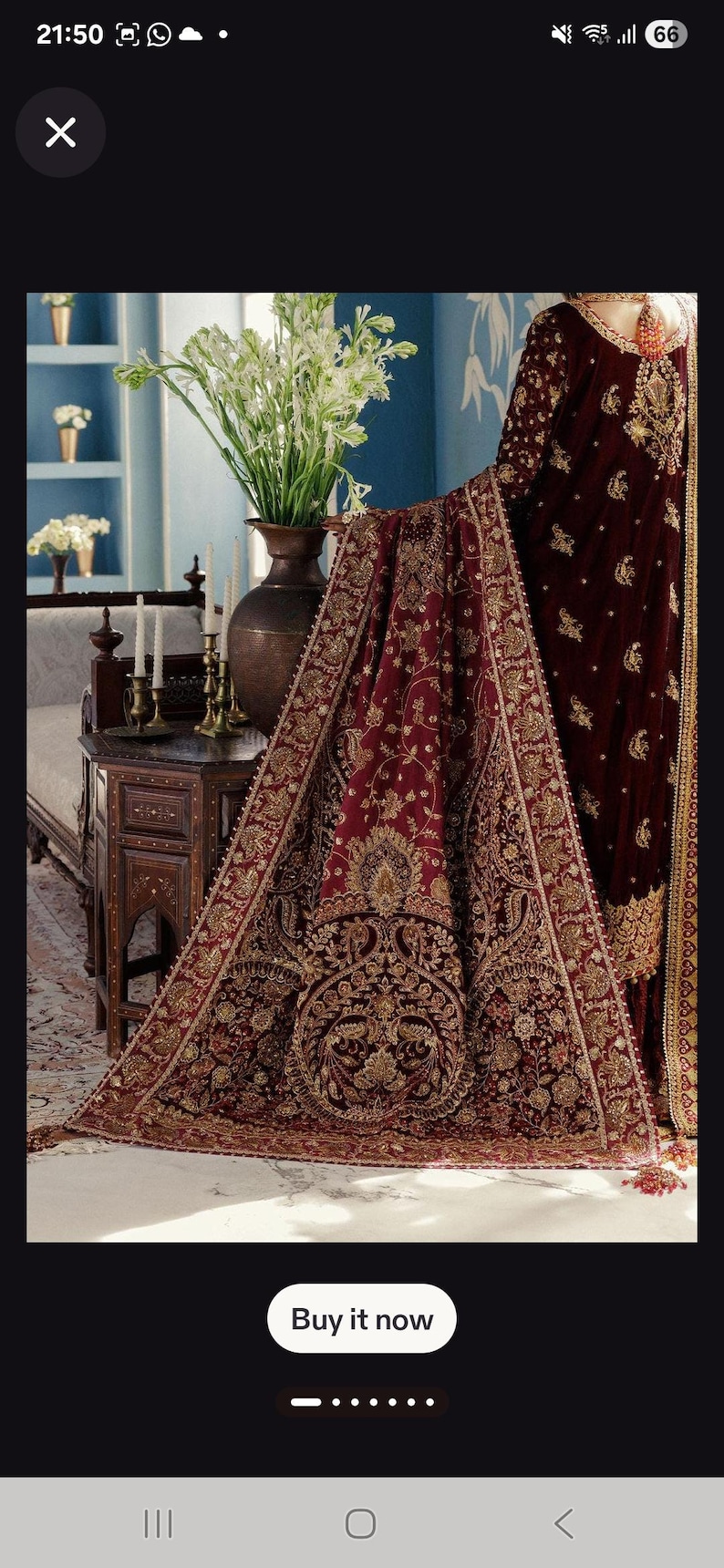 Pakistani Bridal Gold Tissue Shawl With Multicolour Hand Embroidery ...