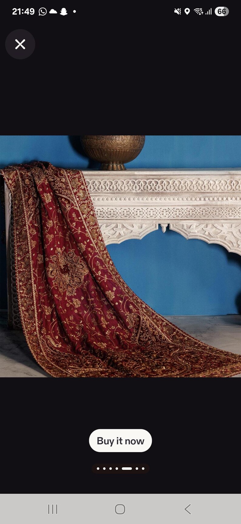 Pakistani Bridal Gold Tissue Shawl With Multicolour Hand Embroidery ...