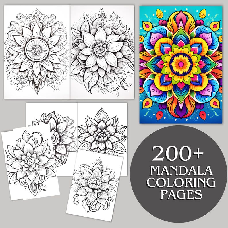 200+ Mandala Coloring Pages Bundle Instant Download | Printable ...