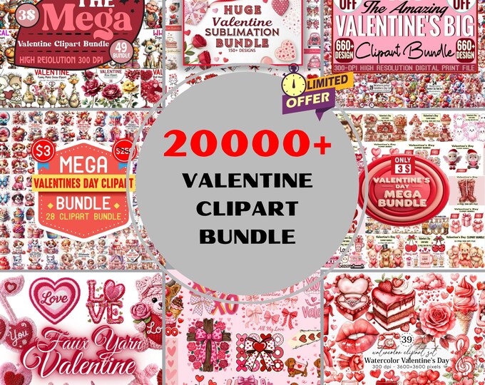 20000+ Valentine Day Clipart Mega Bundle, Valentine Love Pngs, Couples ...