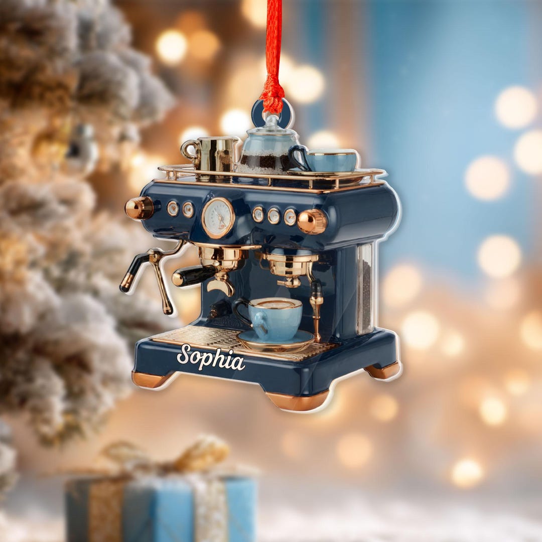 Espresso Coffee Machine Christmas Ornament, Personalized Name Ornament ...