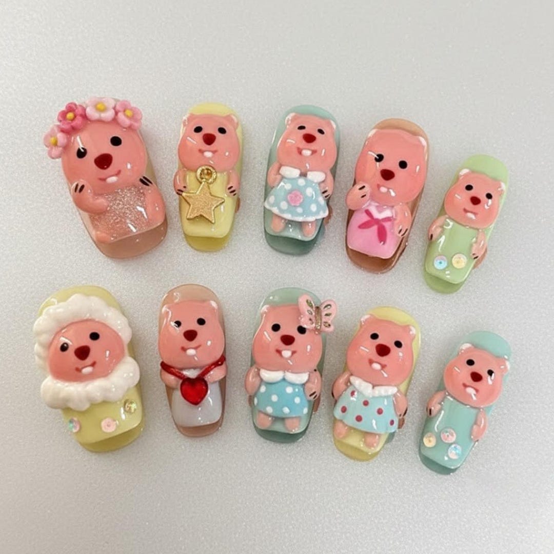 Handmade Zanmang Loopy Fashion Show Press on Nails | 3D Sheep Costume ...