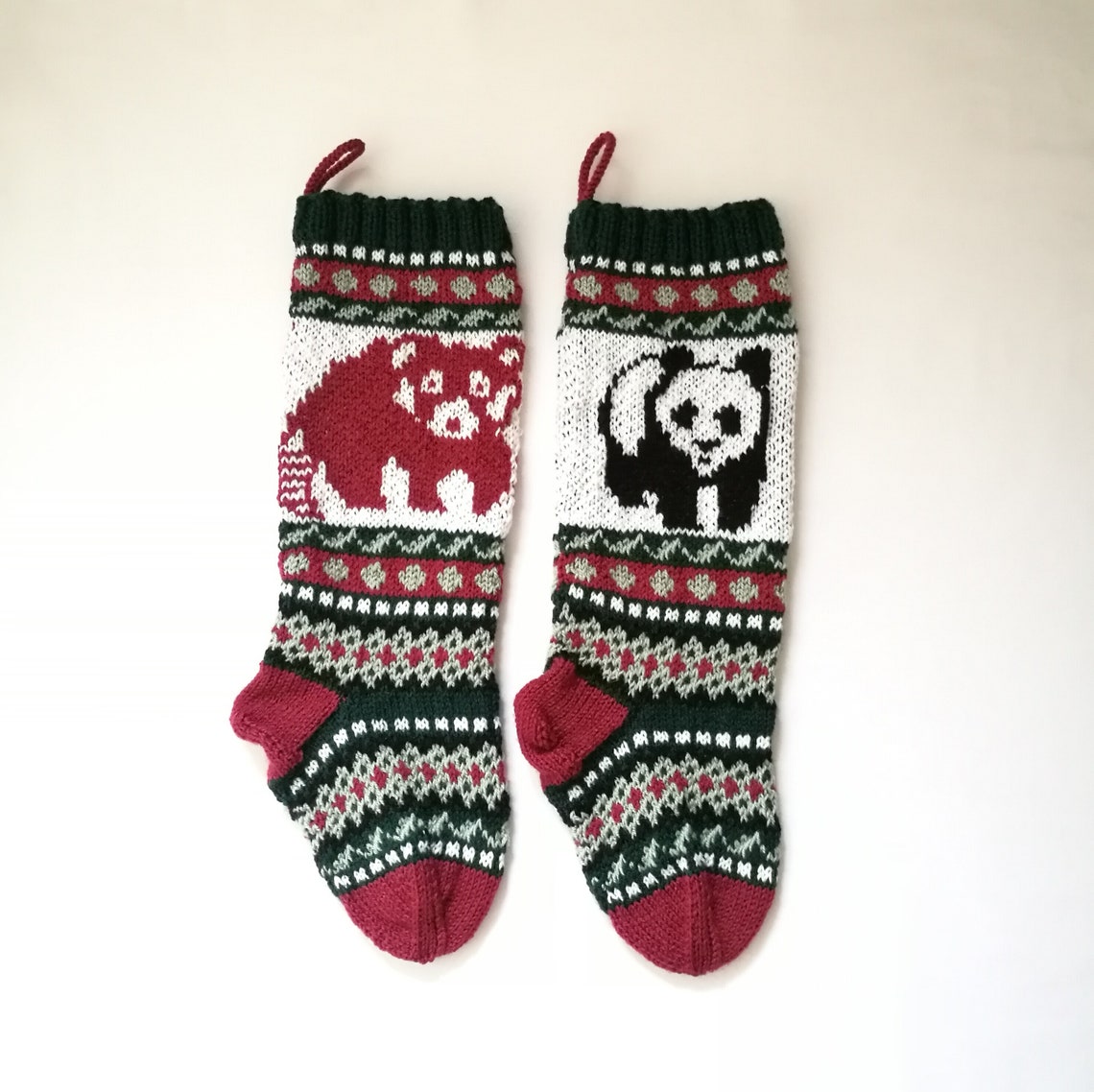 Panda Knit Pattern Fairisle Panda Pattern Panda Christmas | Etsy