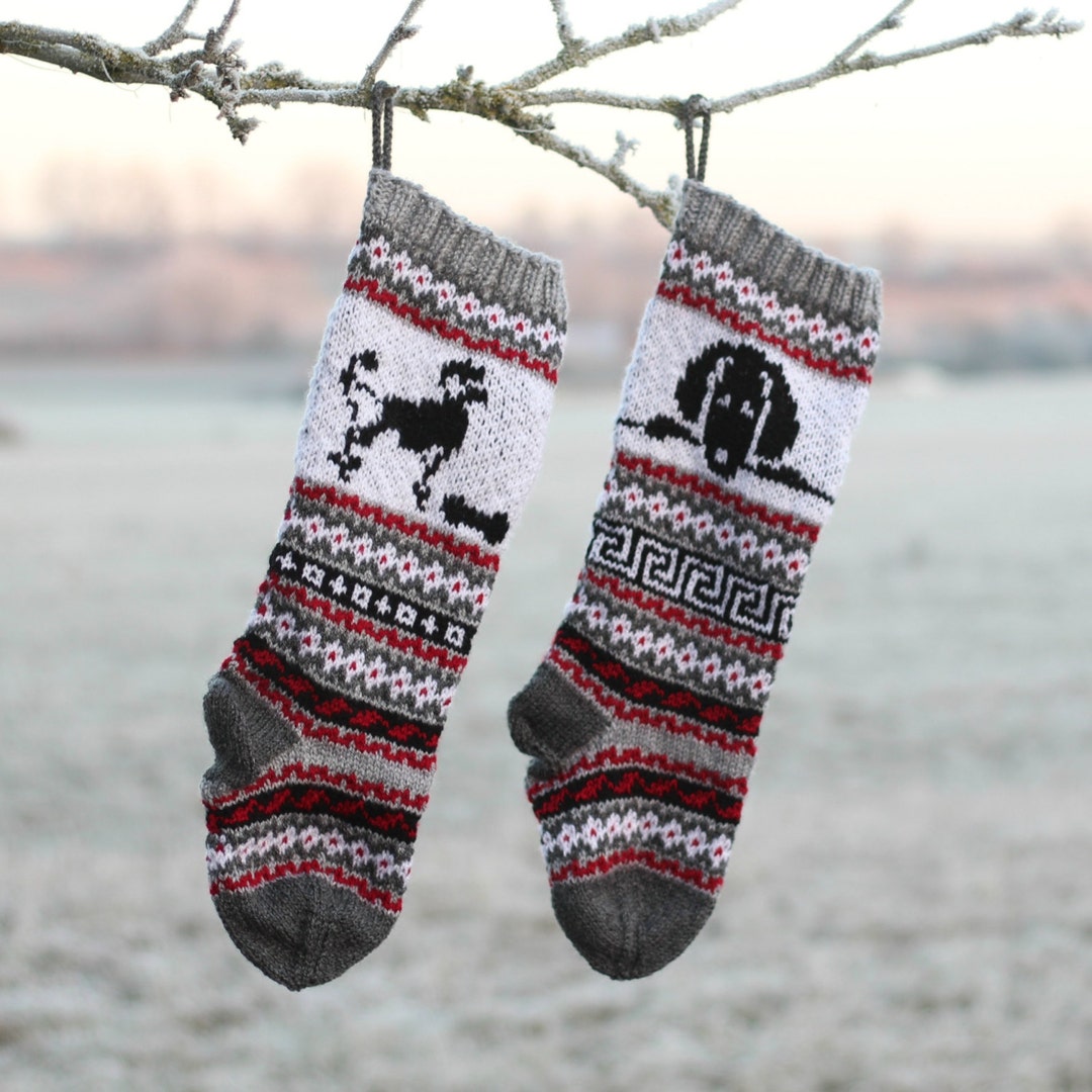 Pattern Dog Christmas Stockings, Poodle Knit, Santa Sock for Dog ...