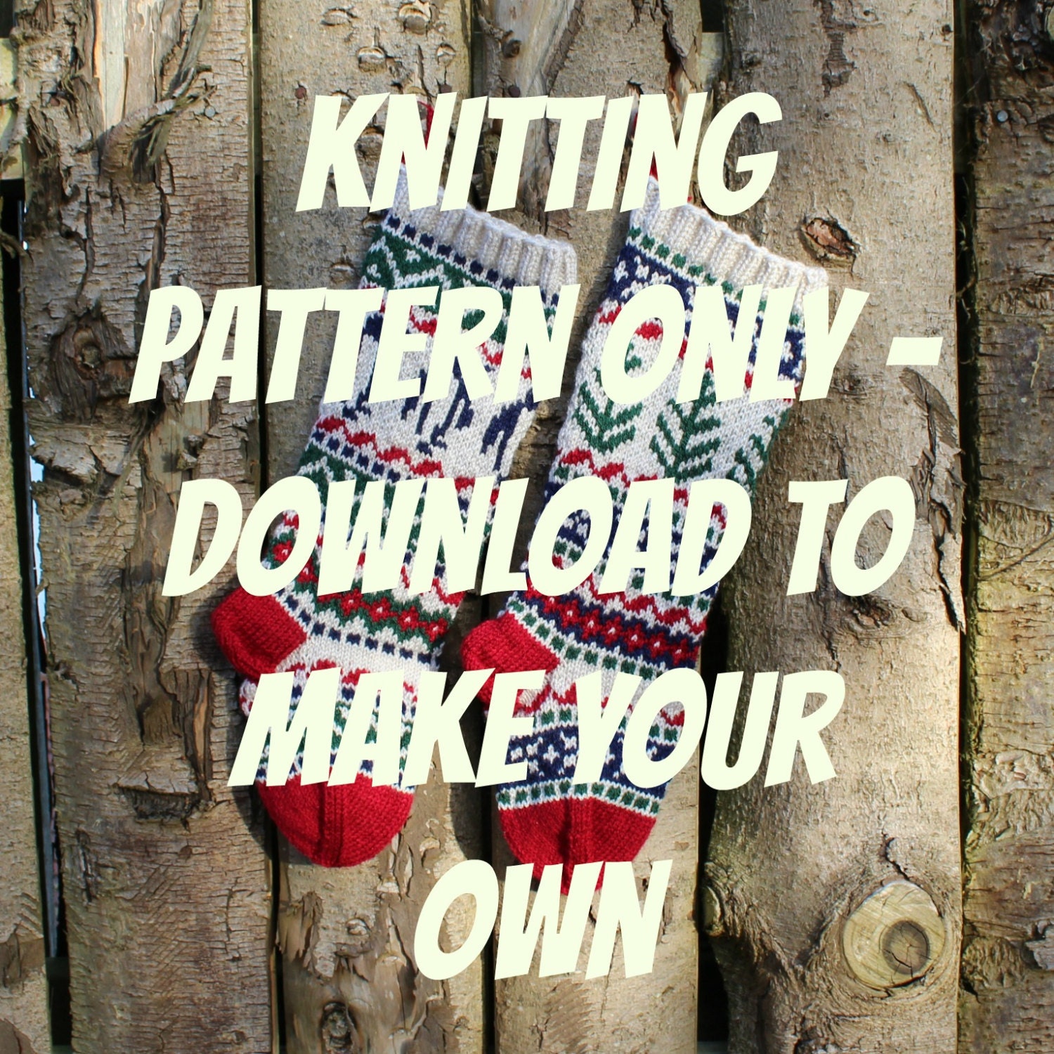 Pattern Santa Socks Fairisle Knitting Instruction for Christmas ...