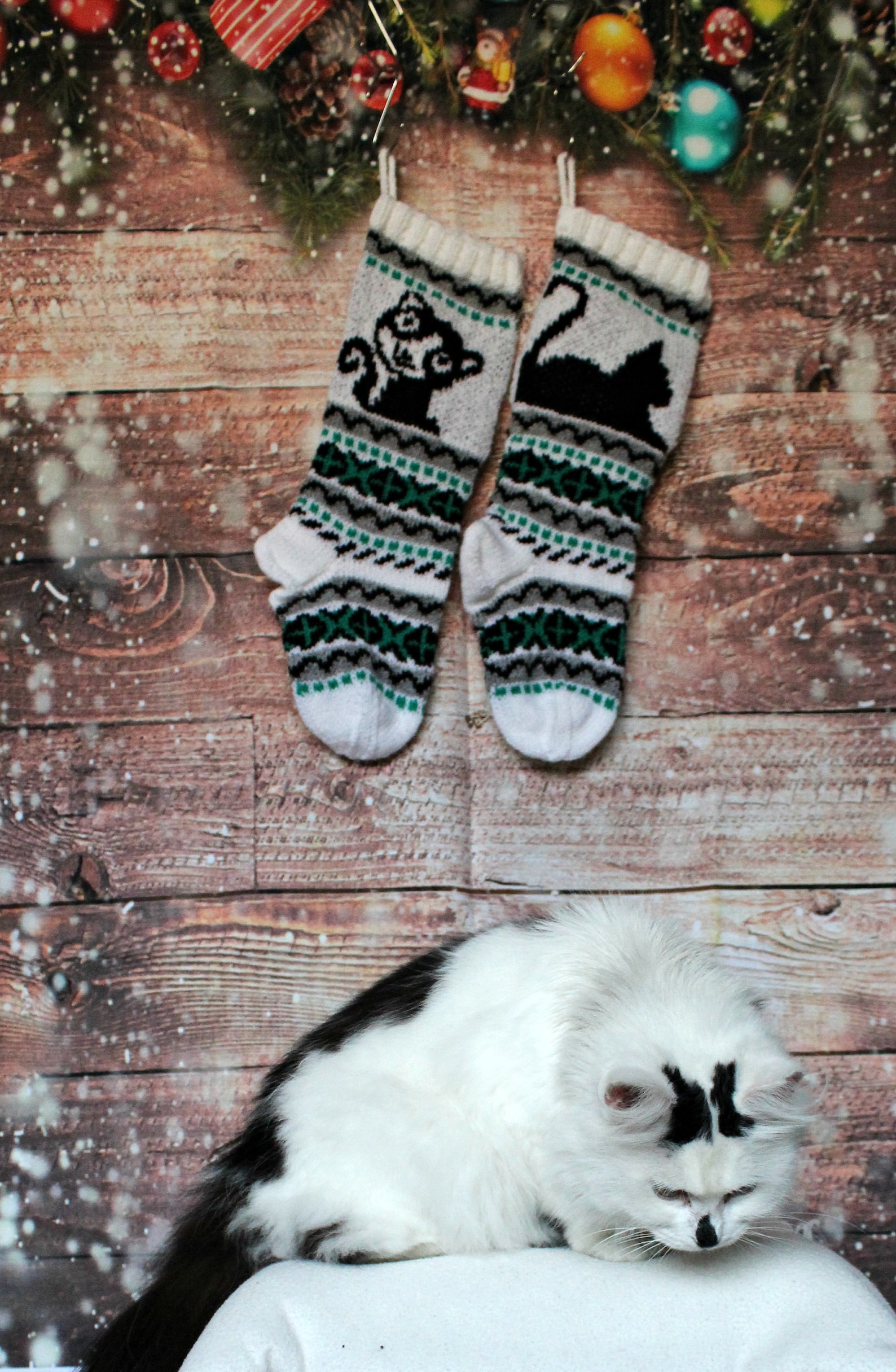 Pattern for Cat Christmas Stockings Fairisle Knitting | Etsy