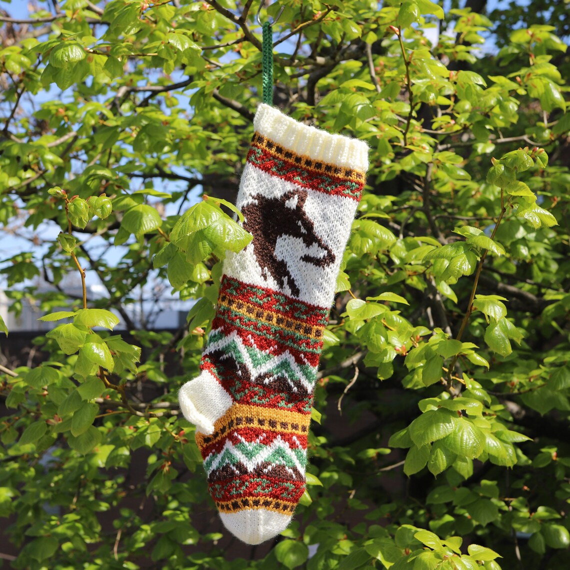 Wolf Fairisle Pattern Knit Pattern Christmas Stockings - Etsy