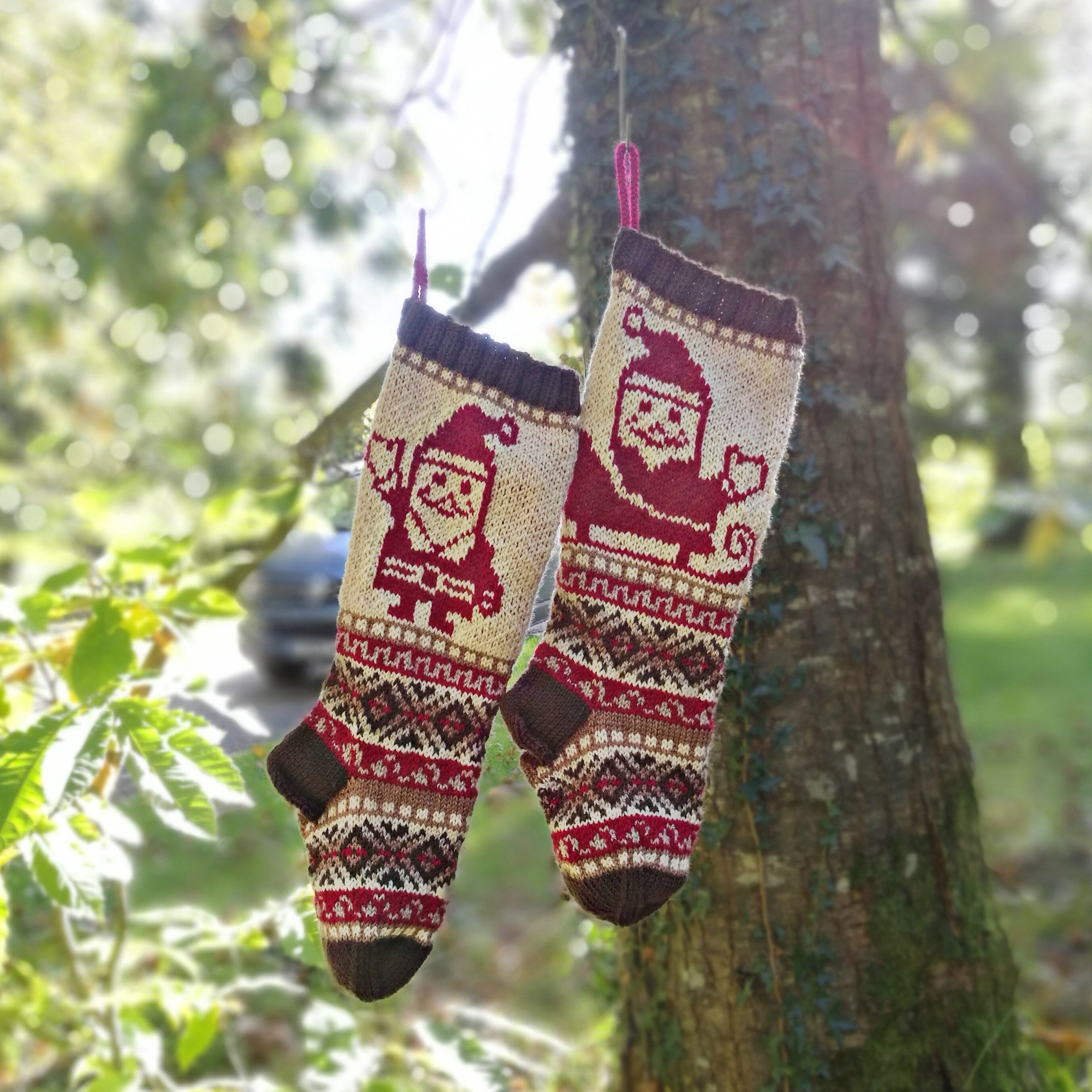 Santa Socks Fairisle Pattern Christmas Stockings knit | Etsy