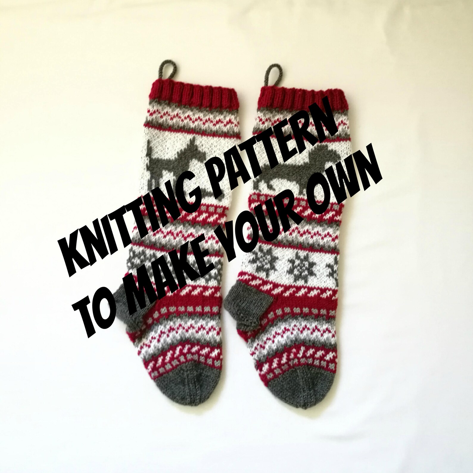 Pattern Dog Christmas Stockings Stranded Knit Dog Santa Sock - Etsy