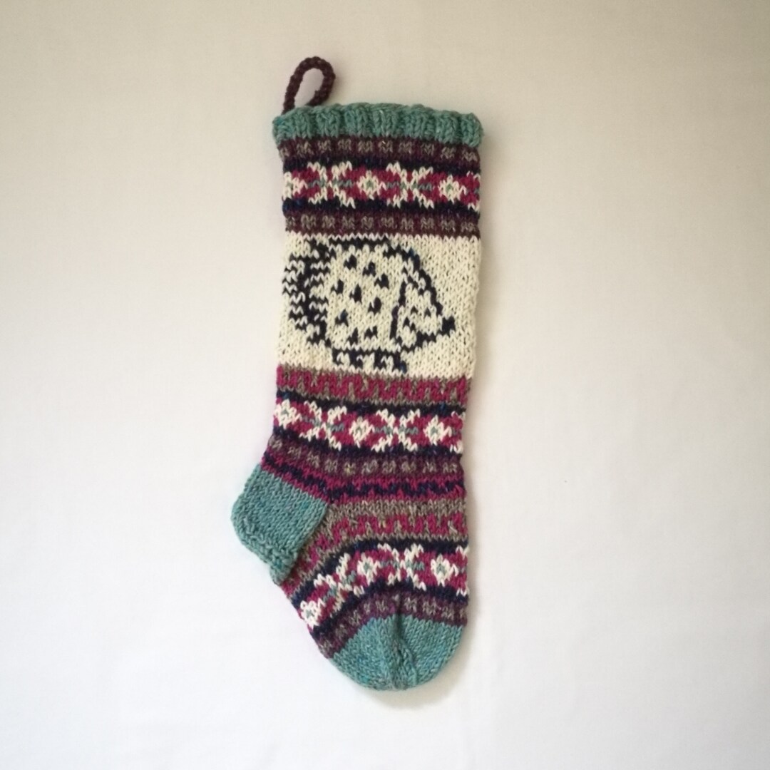 Hedgehog Christmas Stocking, Wool Christmas Stocking, Knit Christmas ...