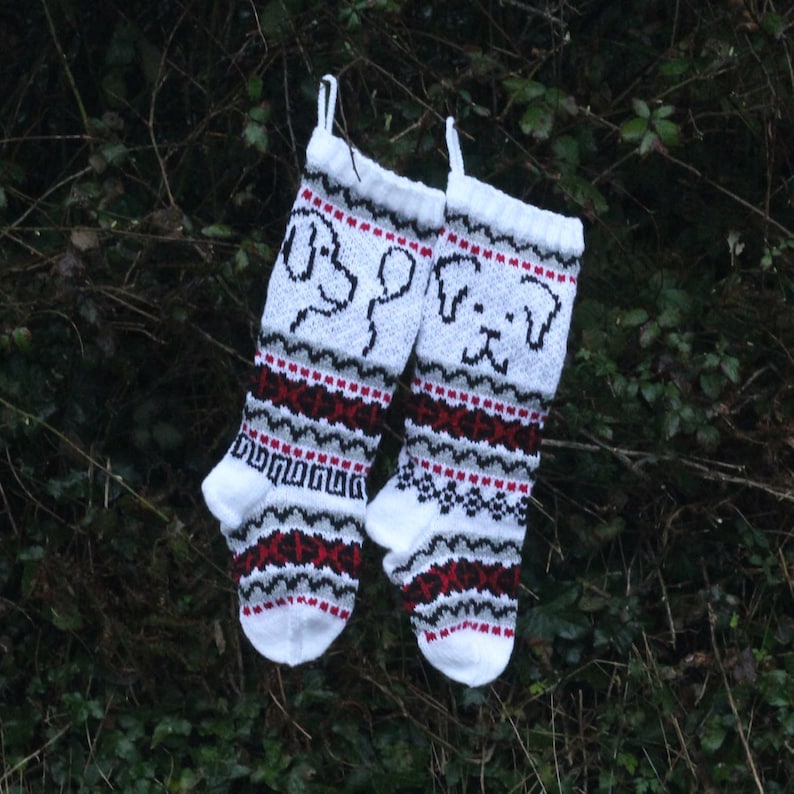 Pattern Dog Christmas Stockings, Stranded Knit Dog, Santa Sock for Dog ...