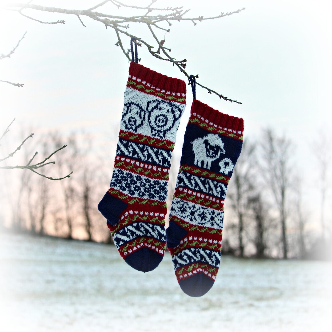 Sheep Fair Isle Knit, Pigs Fair Isle Knit, Knit Christmas Stocking ...