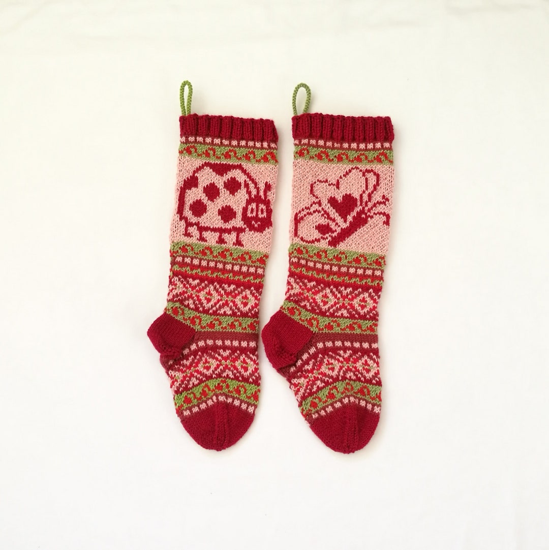 Pattern Fair Isle Christmas Stockings, Ladybird and Butterfly, Fairisle ...