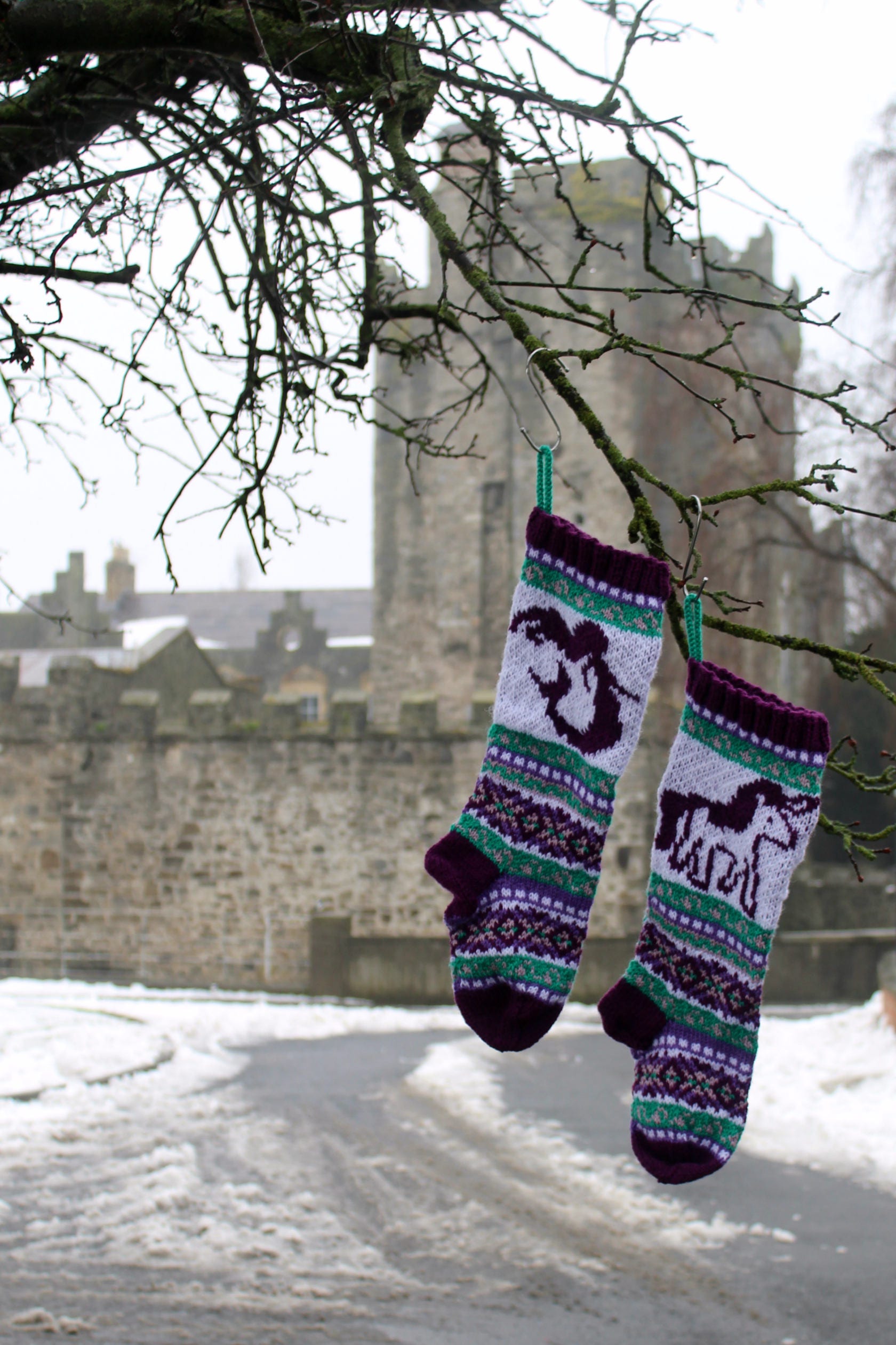Pattern Fair Isle Christmas Stockings, Unicorn and Mermaid, Fairy Tale ...