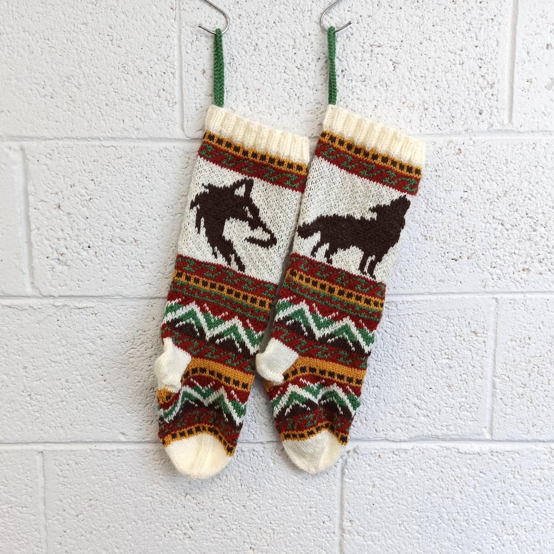 Wolf Fairisle Pattern, Knit Pattern, Christmas Stockings Pattern, Fair ...