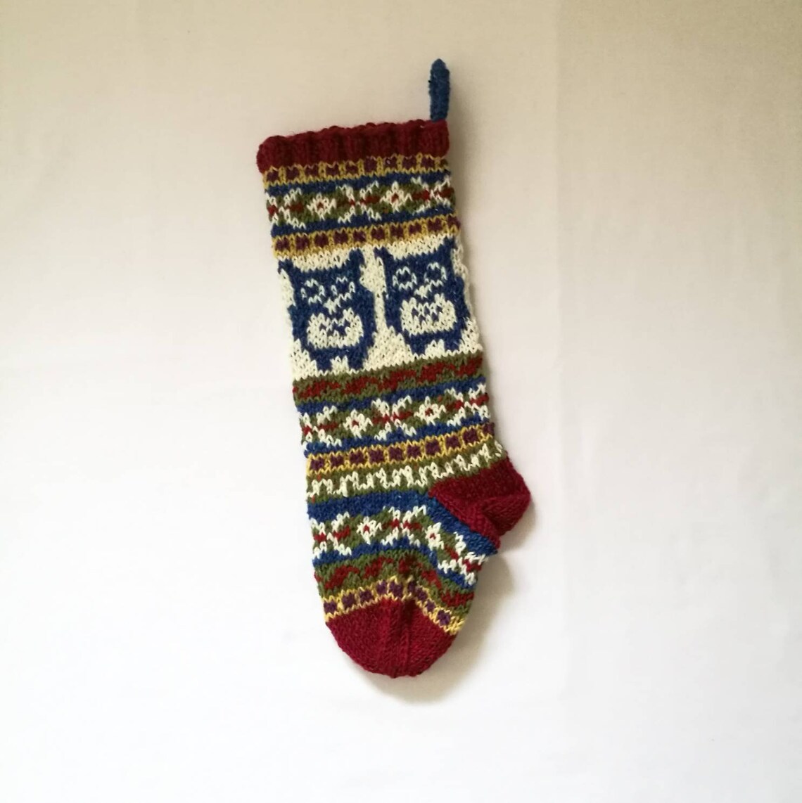 Wool Christmas Stocking Owl Christmas Stocking Fair Isle - Etsy