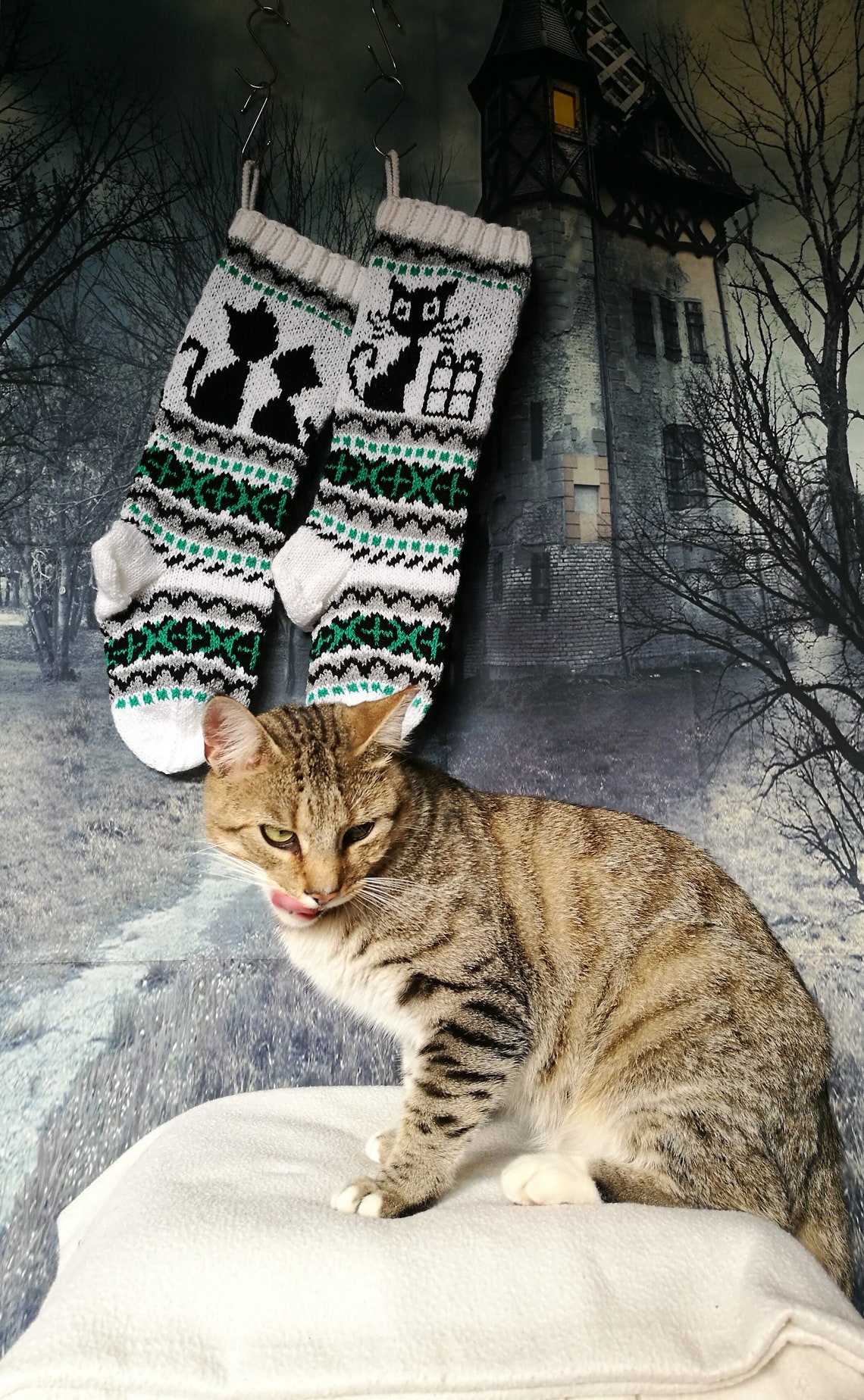 Pattern for Cat Christmas Stockings Fairisle Knitting | Etsy
