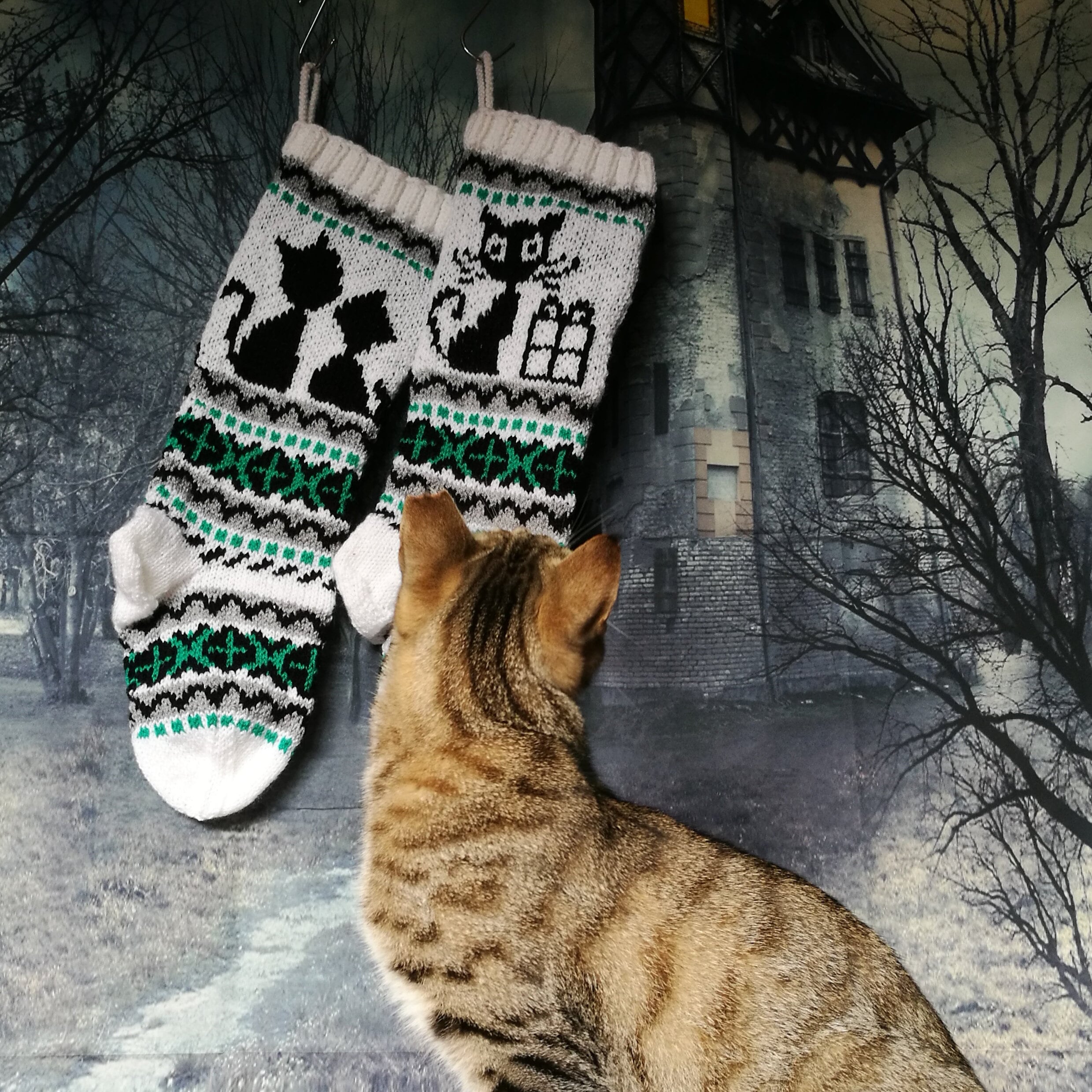 Pattern for Cat Christmas Stockings Fairisle Knitting | Etsy