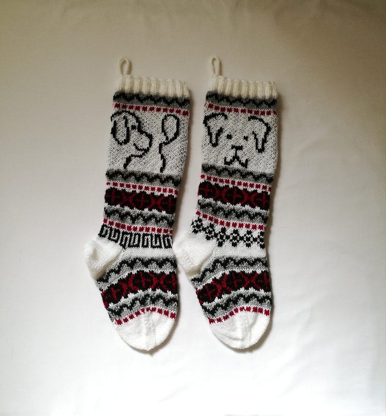 Pattern Dog Christmas Stockings, Stranded Knit Dog, Santa Sock for Dog ...
