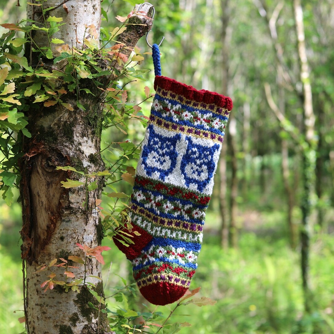 Wool Christmas Stocking, Owl Christmas Stocking, Fair Isle Holiday Sock ...