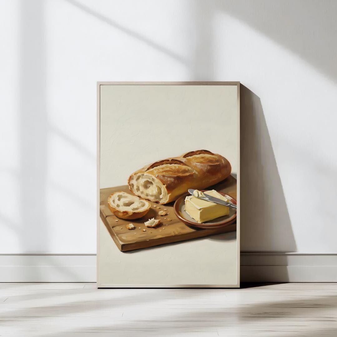 Butter and Bread Wall Art, French Kitchen Wall Art, Bar Wall Art Decor ...