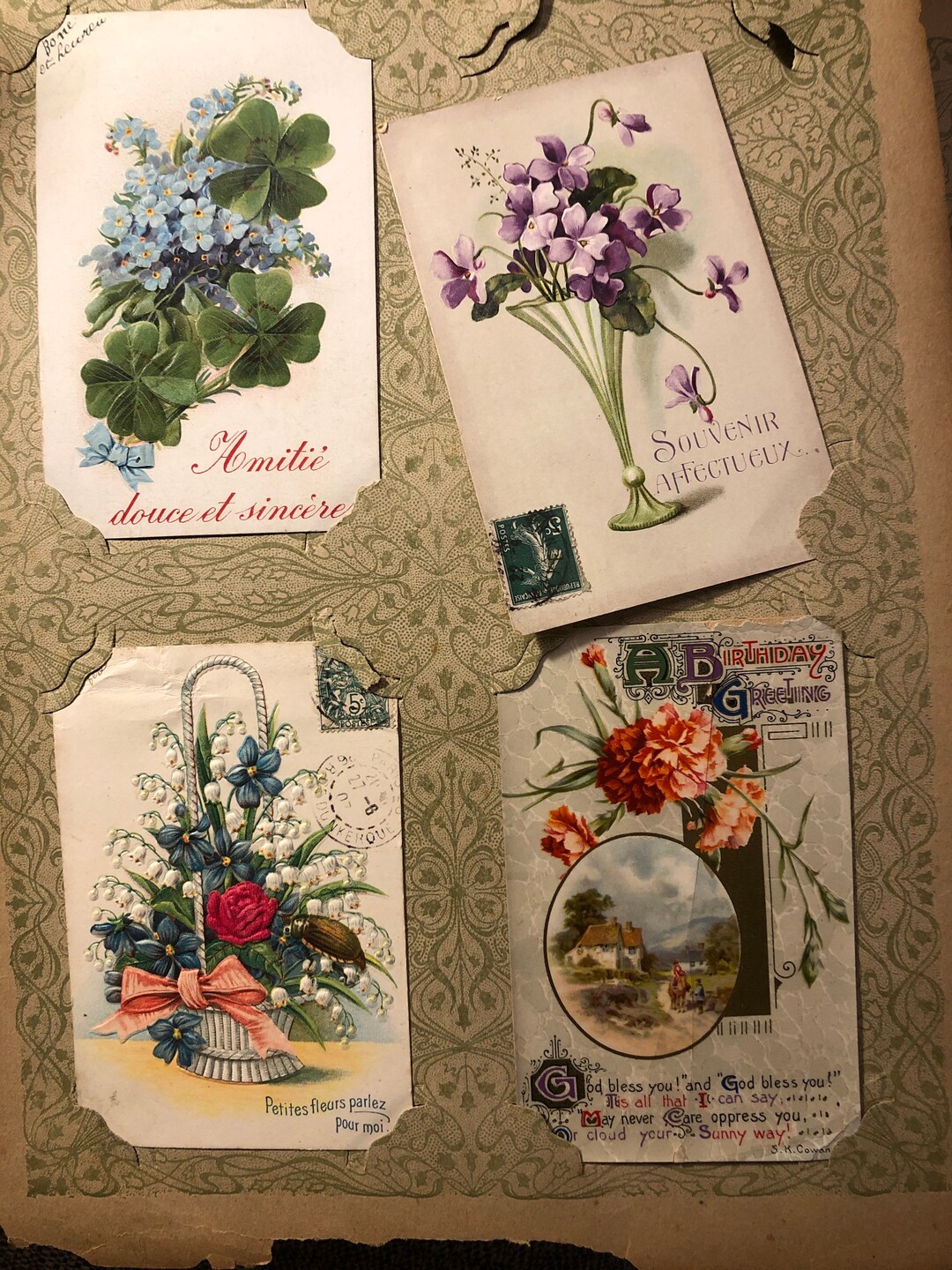 Antique French Postcards Set of Four - Etsy