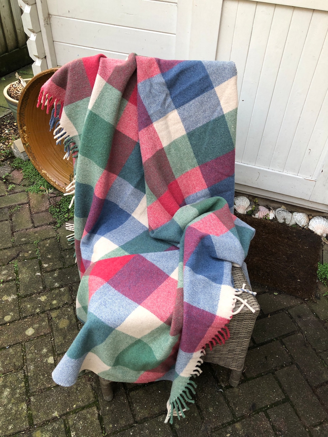 Vintage Welsh Wool Fringed Throw - Etsy