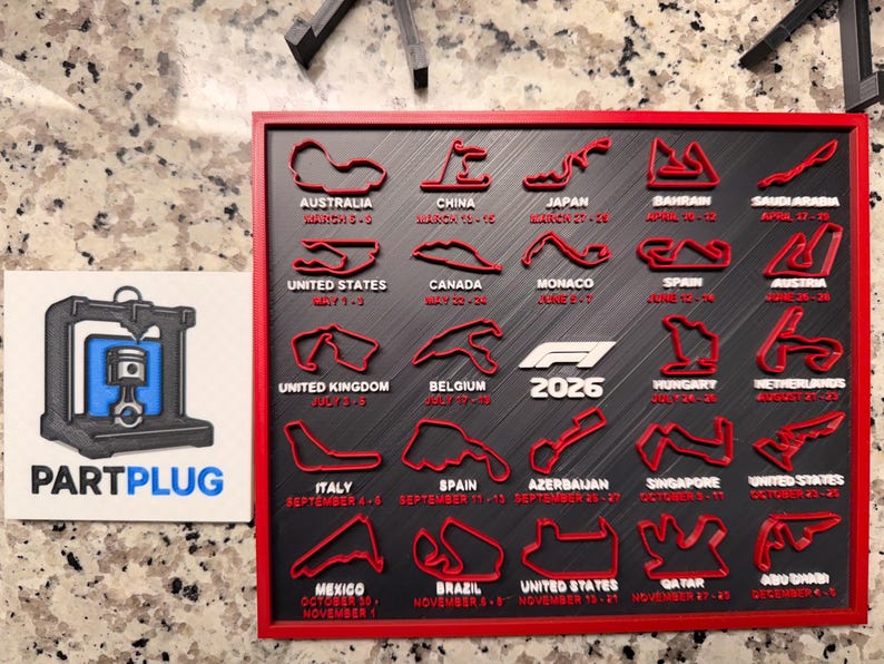 F1 Calendar Schedule 2026 Formula 1 for F1 Fan Racing Enthusiast Gift ...