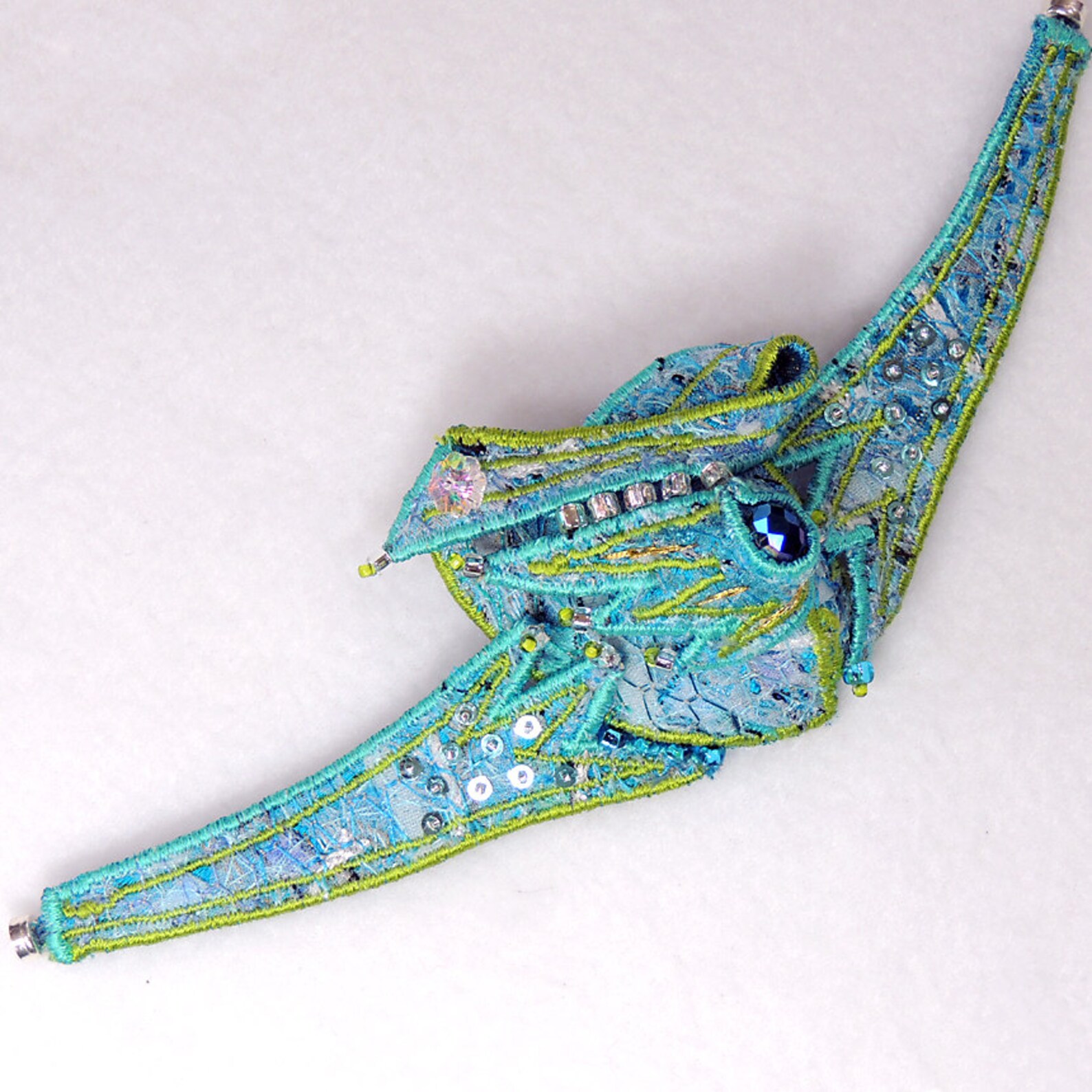 Embroidered Textile Bracelet. Statement Cuff Bracelet in - Etsy