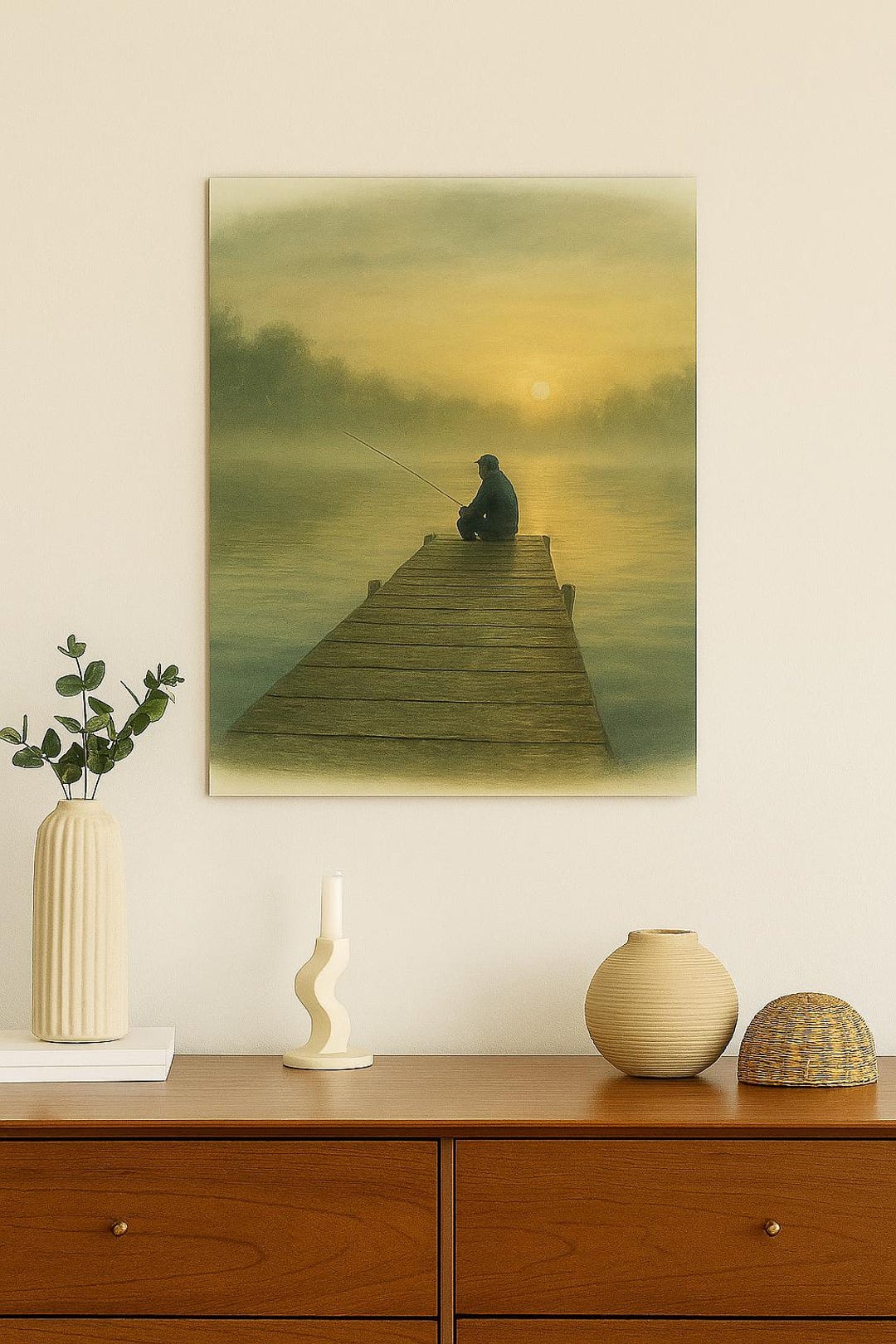 Nature-inspired Rolled Posters, Tranquil Fisherman at Sunrise Wall Art ...