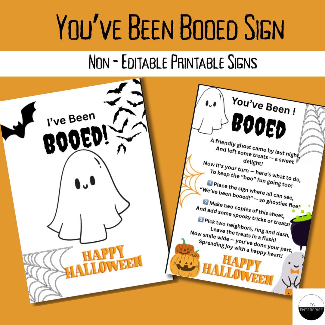Printable Halloween Sign Instant Download, You've Been Booed Card ...