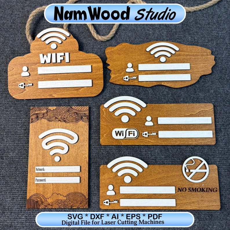 Wifi Password Template Bundle, Laser and CNC Cut Files, Svg DXF PDF - Etsy