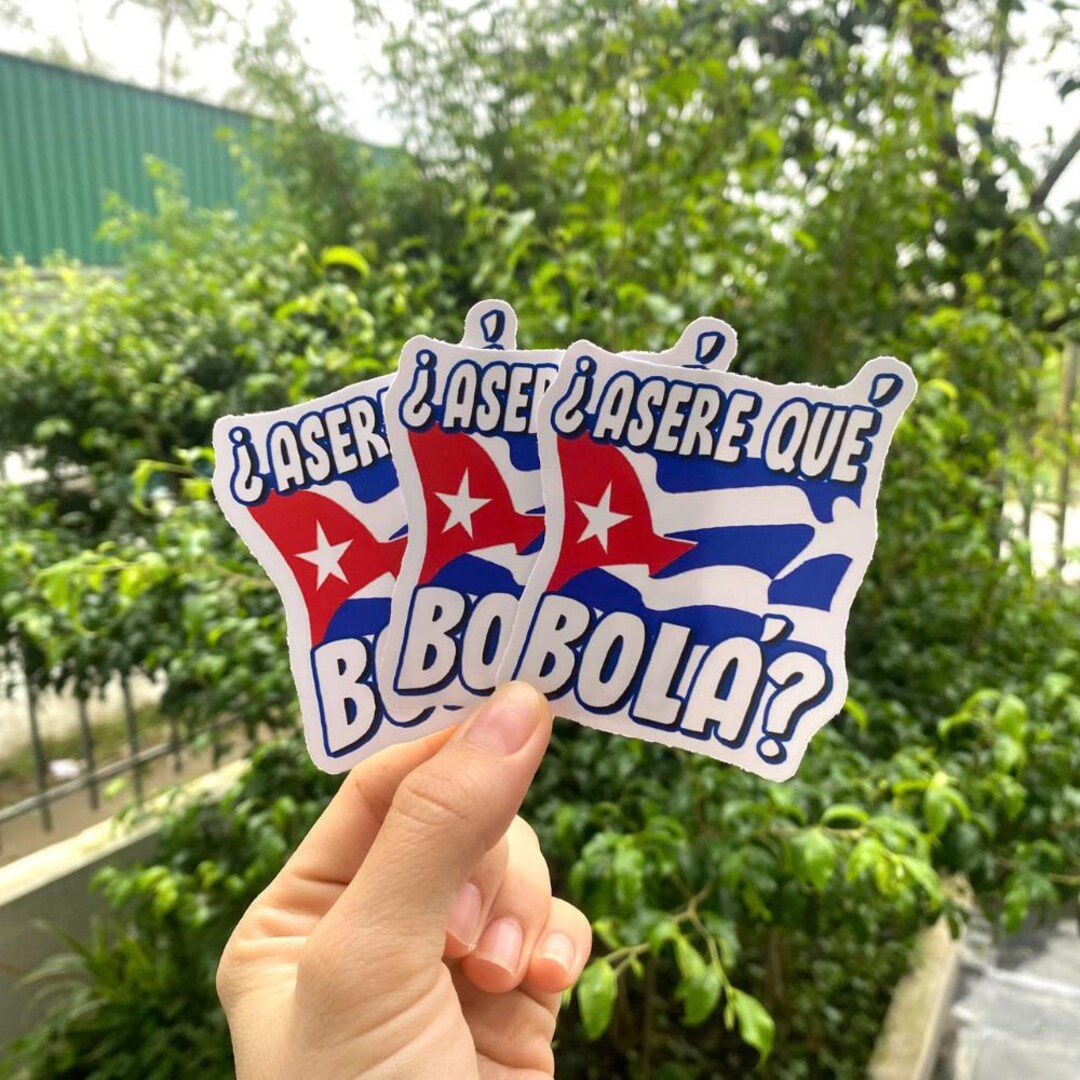 Cuban Flag Sticker Set: Asere Que Bola, Waterproof Vinyl Decals - Etsy