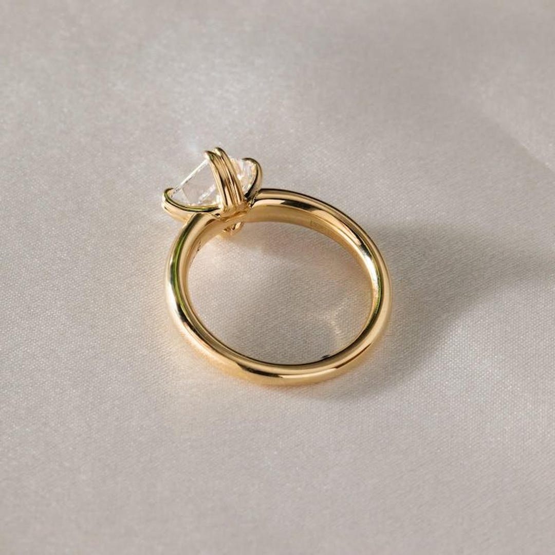 Asscher Moissanite Engagement Ring, Solitaire Ring, Stackable Wedding ...