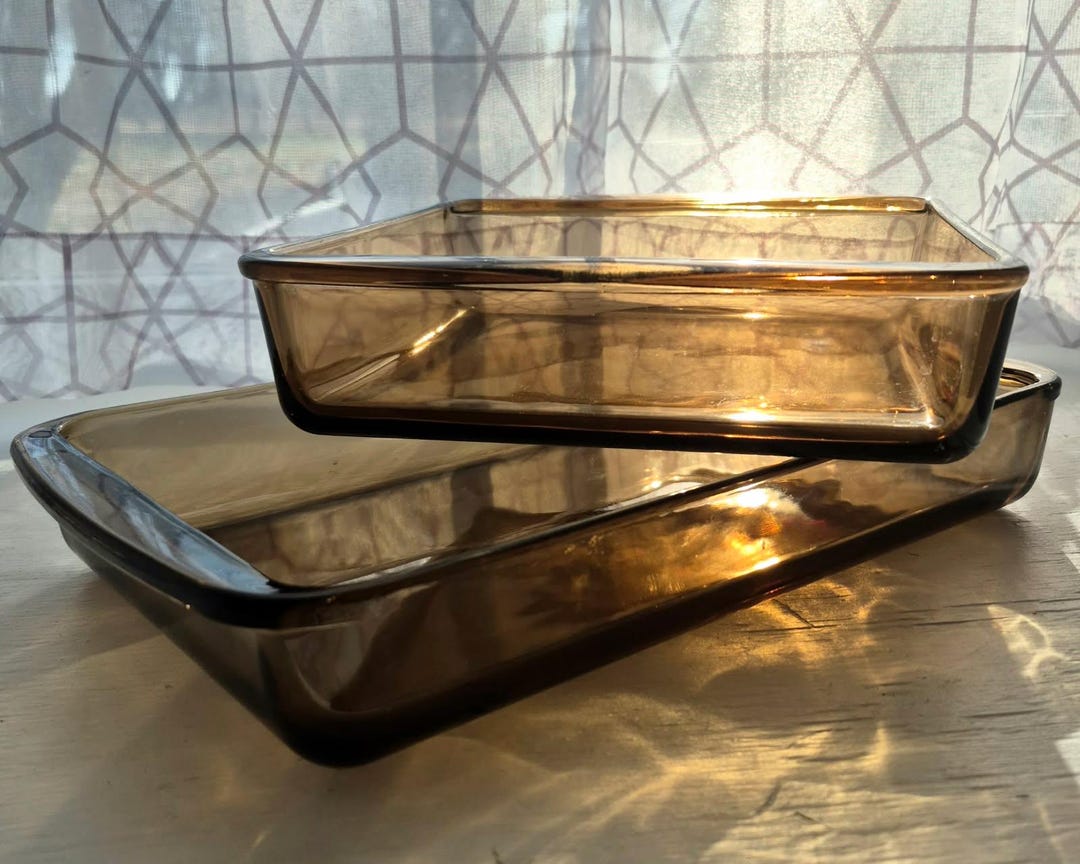 Vintage Pyrex Fireside Brown Glass Baking Pans 222 Square, 232 or 233 ...