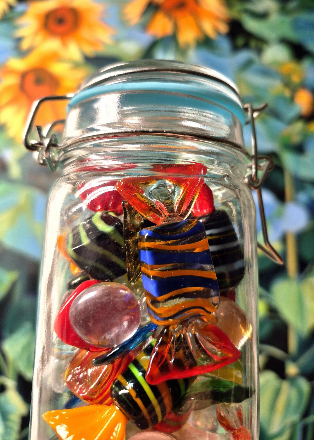 Glass Candy and Marbles in Clamp Lid Jars, Glass Stopper Jar - Etsy