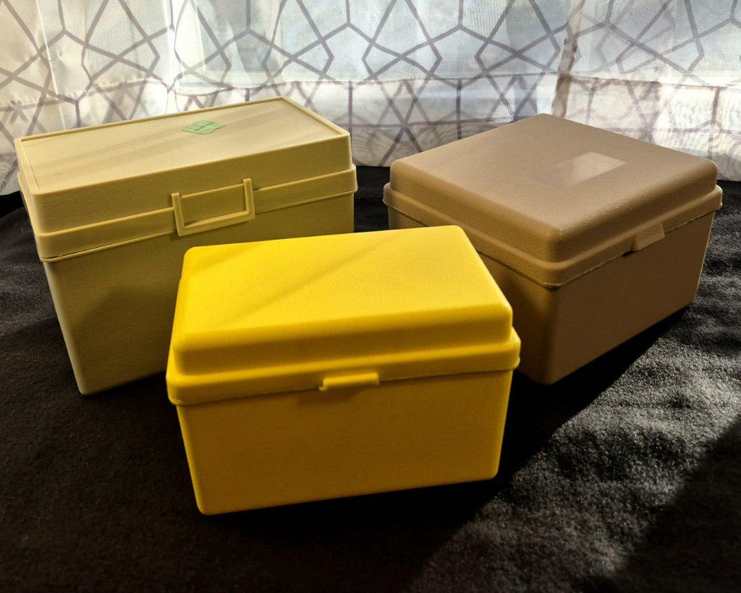 1970s Card Boxes Office Filing, Recipe Storage Plastic Containers ...