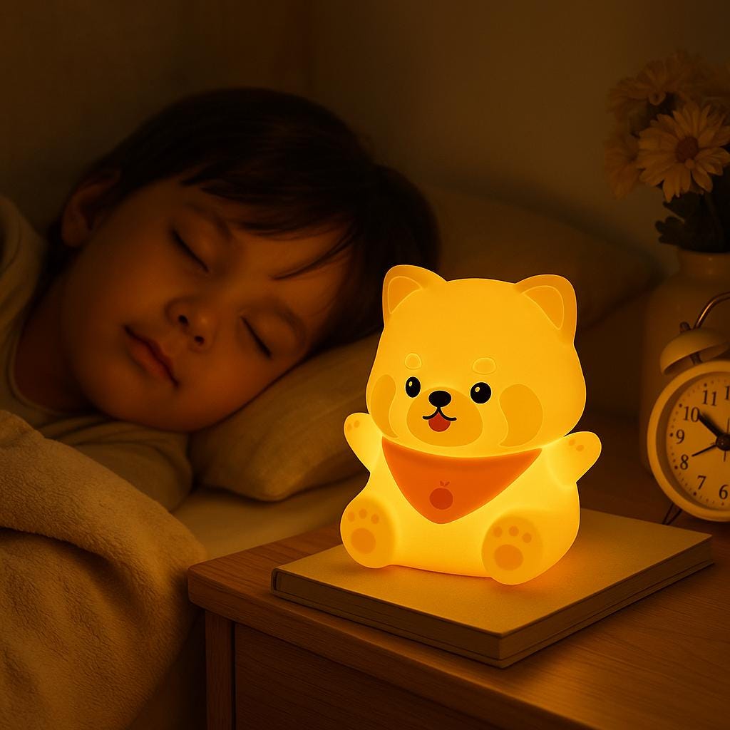 Cute Red Panda/ Fox Silicone Night Light – USB Rechargeable LED Bedside ...