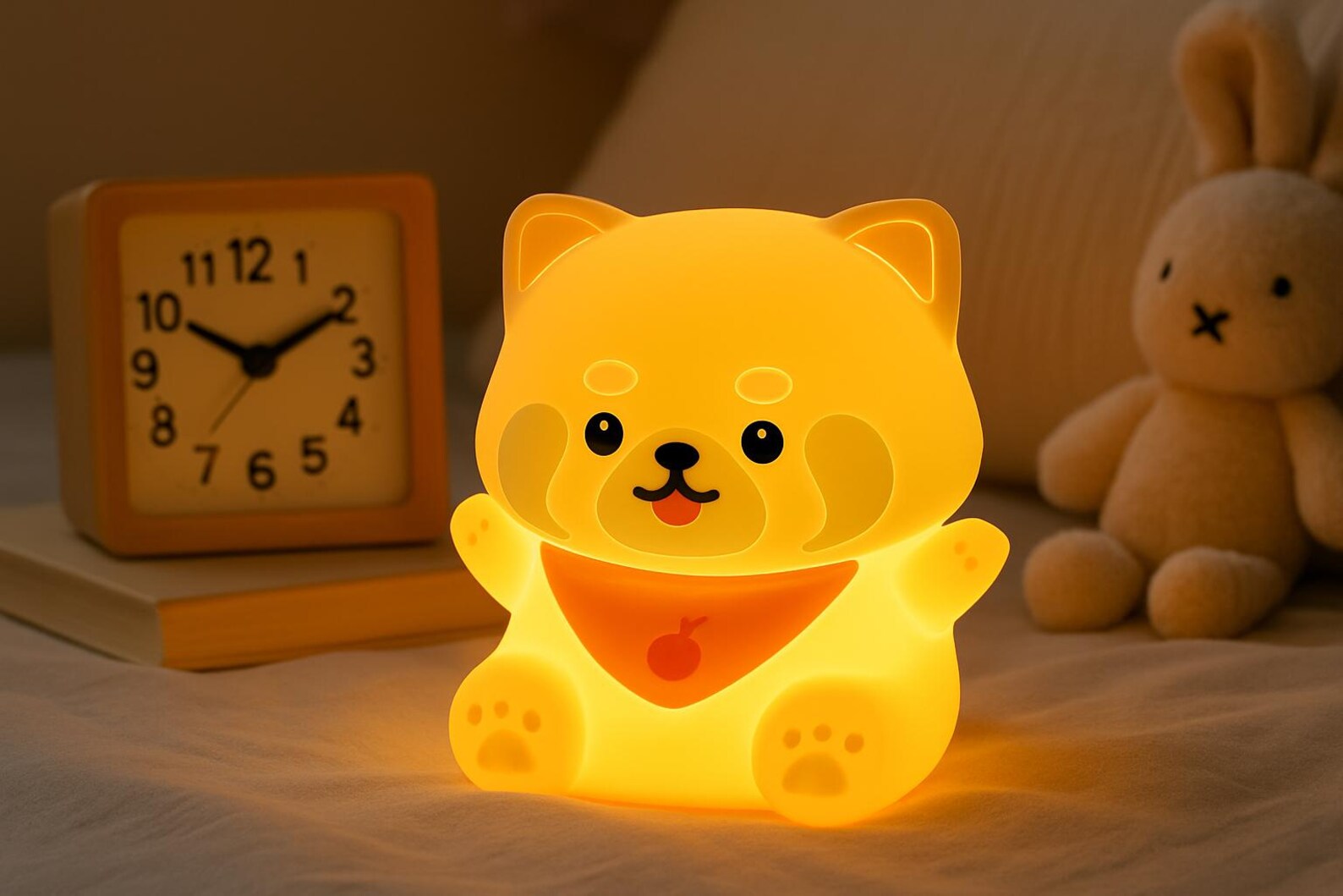Cute Red Panda/ Fox Silicone Night Light – USB Rechargeable LED Bedside ...