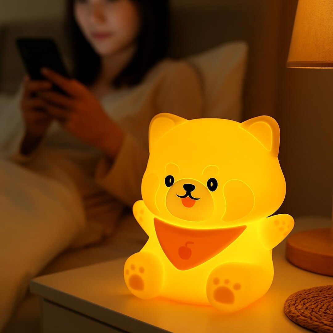 Cute Red Panda/ Fox Silicone Night Light – USB Rechargeable LED Bedside ...