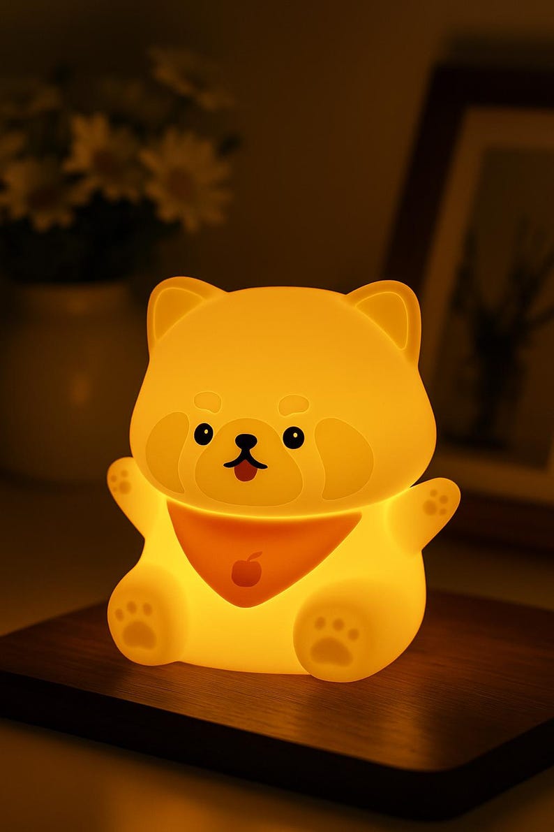 Cute Red Panda/ Fox Silicone Night Light – USB Rechargeable LED Bedside ...