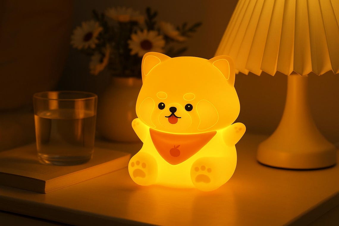 Cute Red Panda/ Fox Silicone Night Light – USB Rechargeable LED Bedside ...