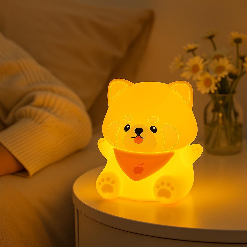 Cute Red Panda/ Fox Silicone Night Light – USB Rechargeable LED Bedside ...