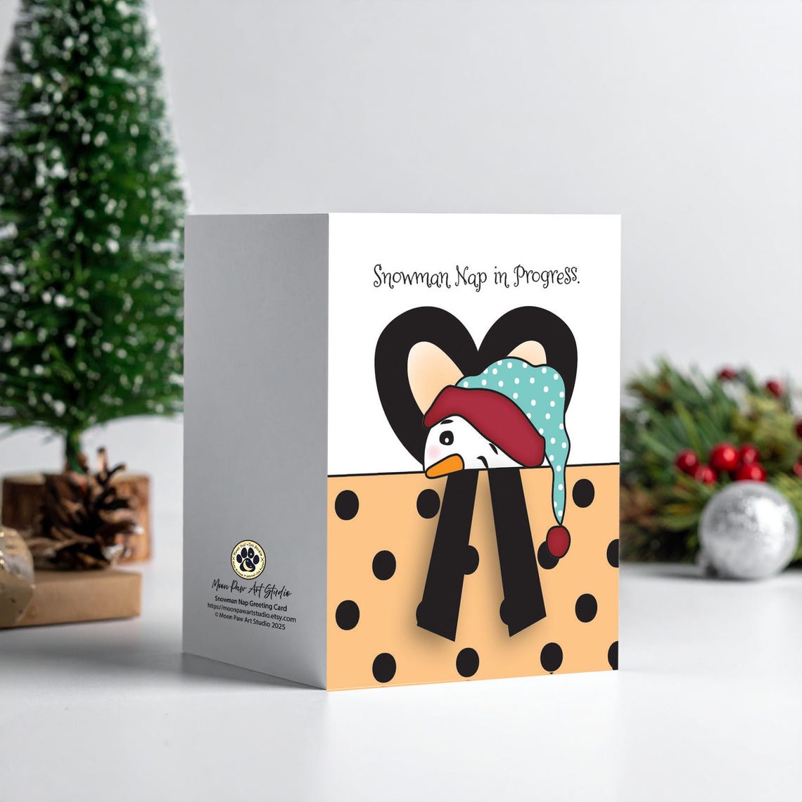 Adorable Hand-drawn Peeking Snowman Christmas Cards - Greeting Cards ...