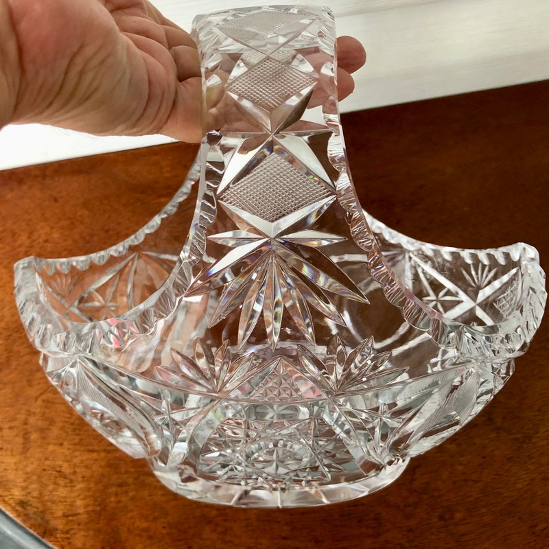 Vintage Glass Basket - Etsy