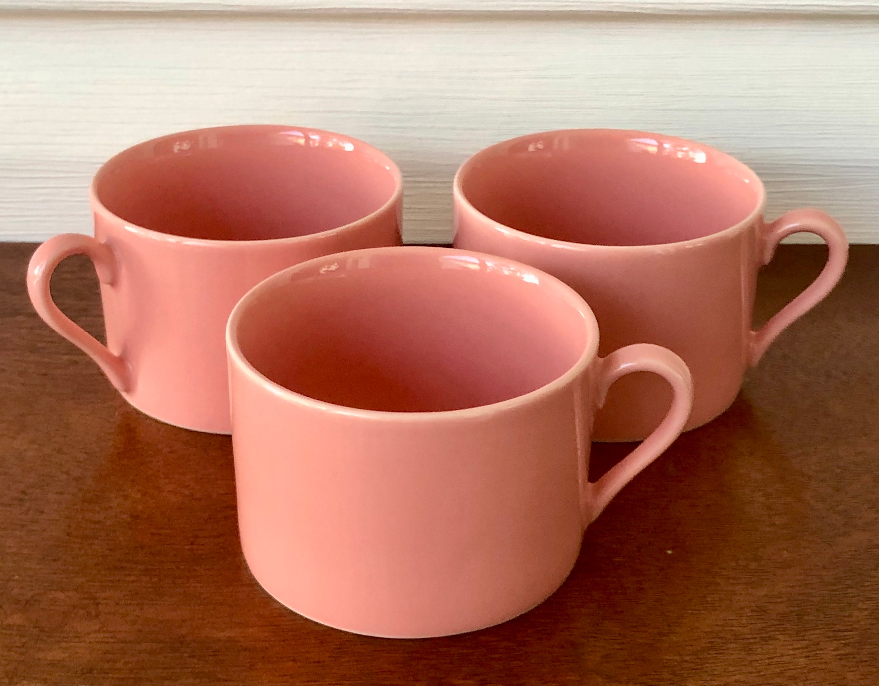 3 Fitz & Floyd Coral Peach Cups, Total Color Spectrum, Dark Pink Color ...
