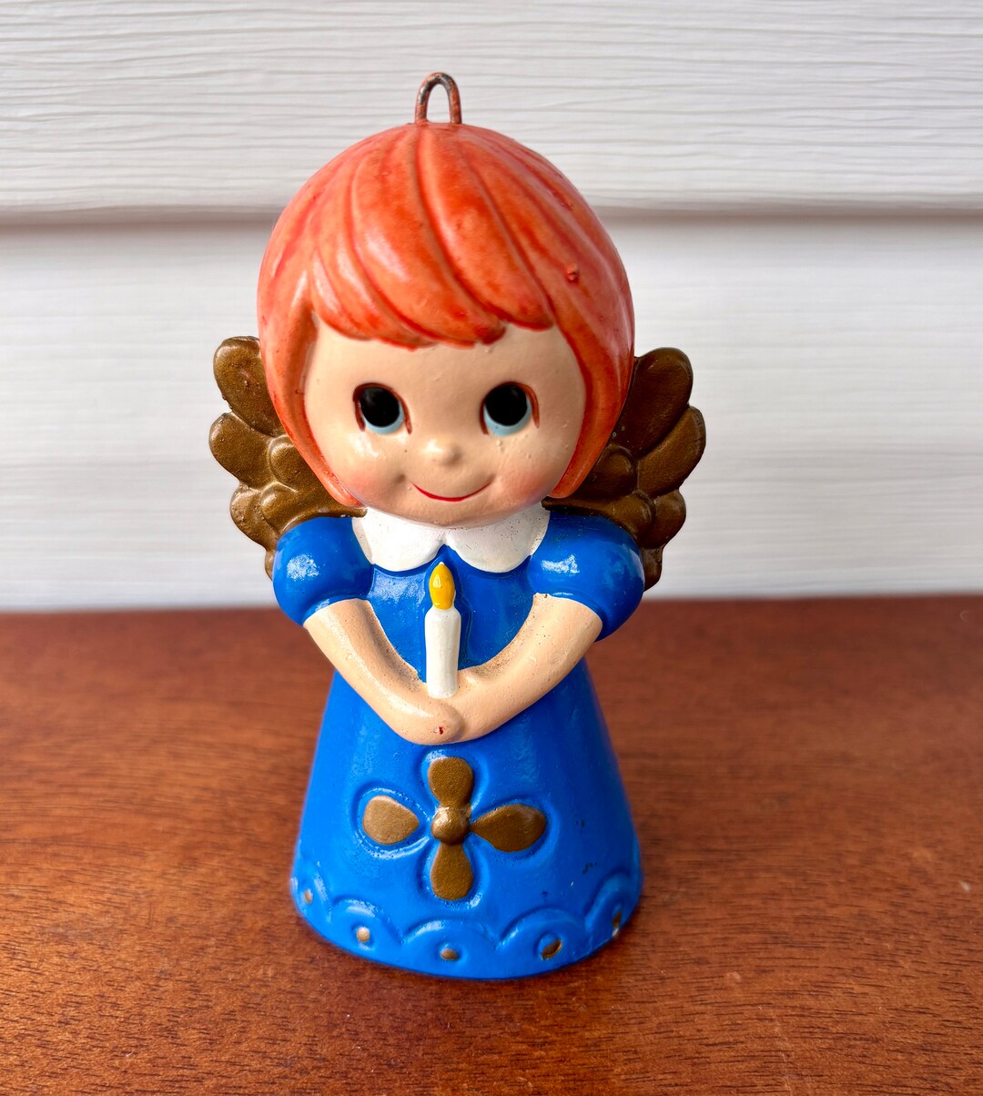Wolin Japan Angel Ornament, Red Headed Angel W/ Candle, Vintage Big ...