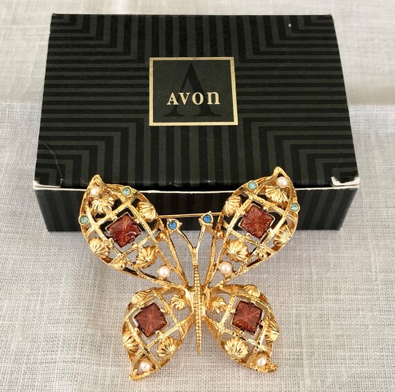 Avon Large Butterfly Brooch Pin, Gold Tone Open Work,… - Gem