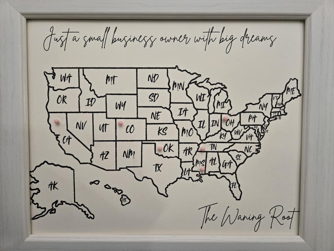 United States Map | Places We've Been | Push Pin Map | Small Business ...