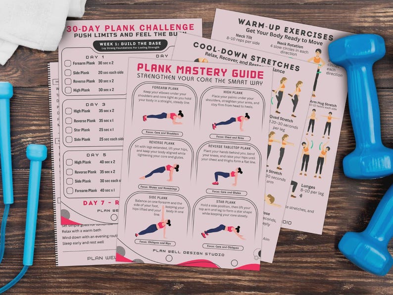 30 Day Plank Challenge Printable Poster, Core Workout Plan for Belly ...